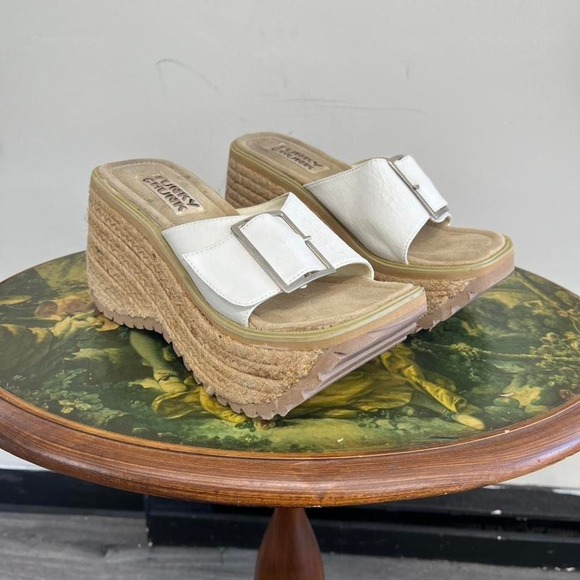 Shoes | Vintage Funky Chunk White Platform Wedge Sandals 9s Y2k Bratz ...
